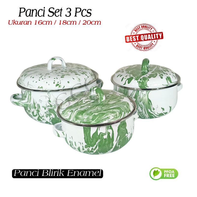 Jual Sun888 Panci 3Set Jadul 3 susun Blirik Hijau Putih Panci Burik ...