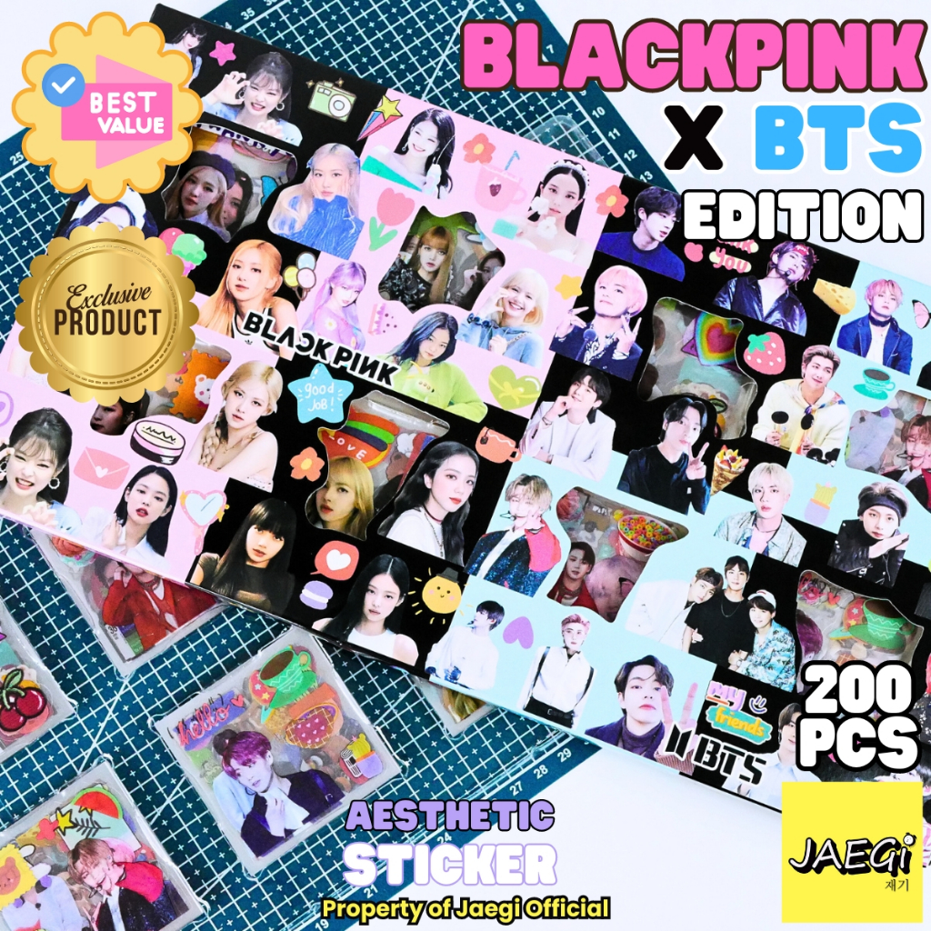 Jual JAEGi - Sticker Box isi 200 Korean Girl Band x Boy Band BTS Black ...