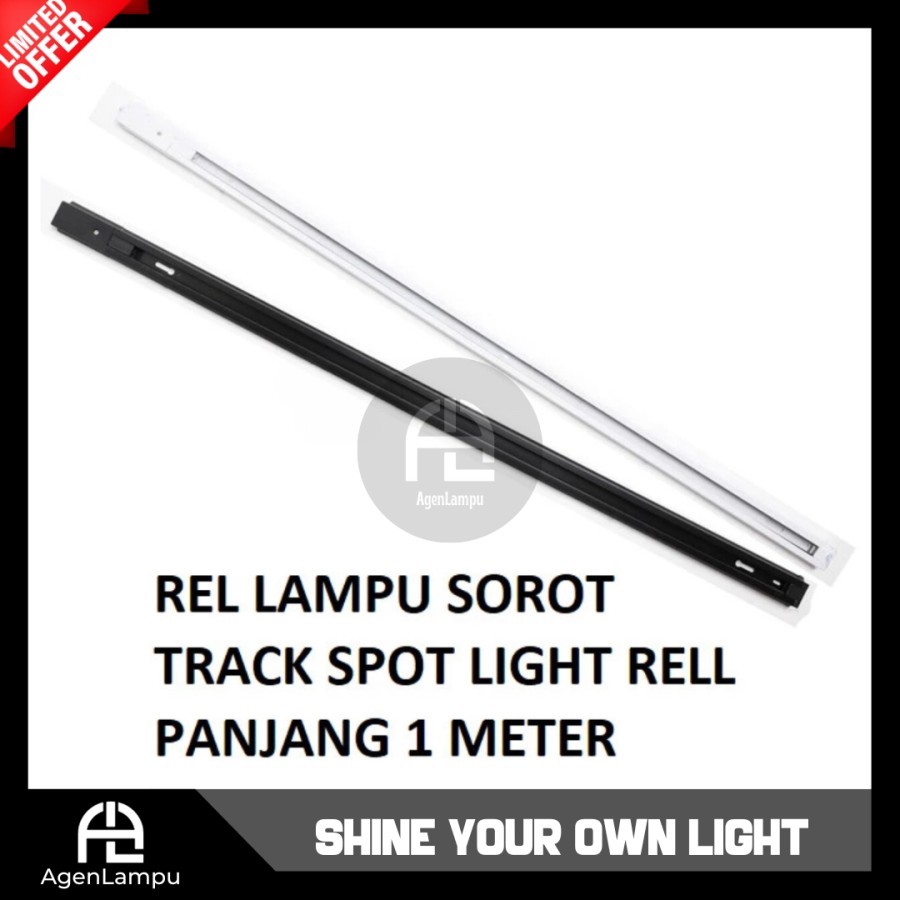 Jual RELL LAMPU SOROT SPOT TRACK RELL 1 METER KAP 1M LED HITAM PUTIH ...
