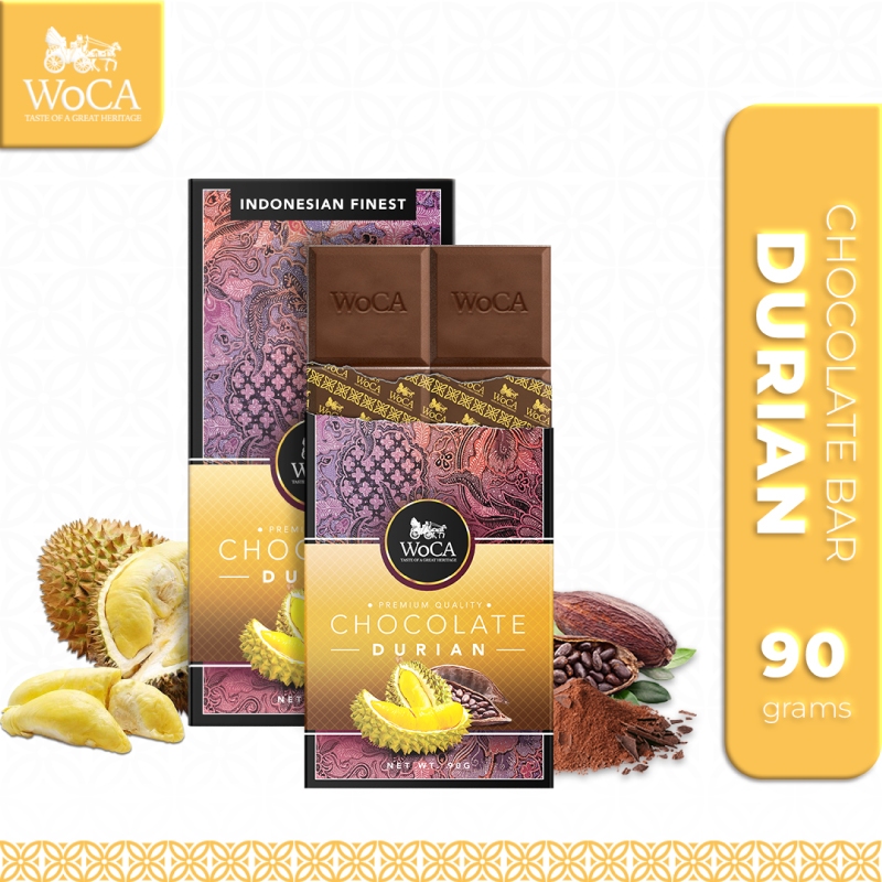 Jual WoCA Premium Chocolate Bar - Cokelat Batang Rasa Durian - 90 gram ...