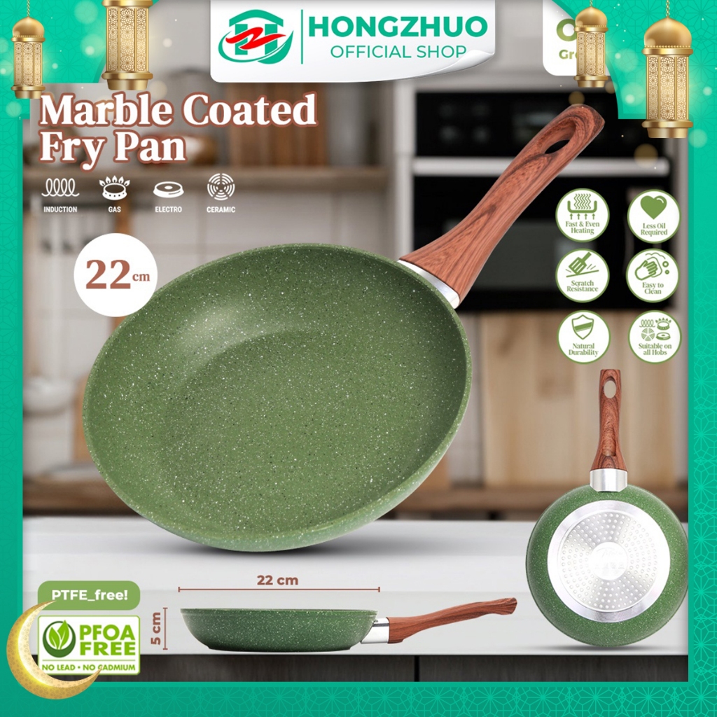 Jual Tifale by Hongzhuo Organic Greenly Cookware Fry Pan 22cm Marble Coated Anti Lengket Wok Pan ...