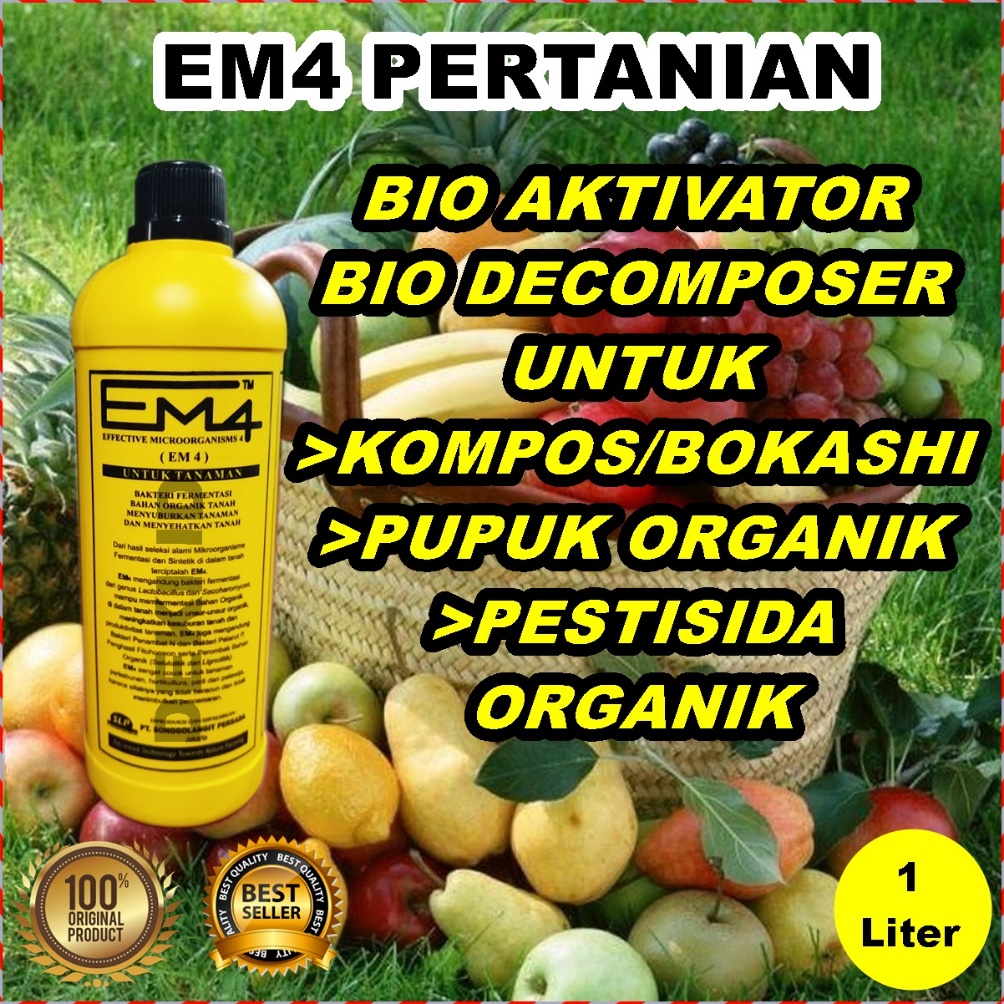 Jual EM4 Pertanian 1 L Kuning Bio Aktivator Fermentasi Pupuk Bahan ...