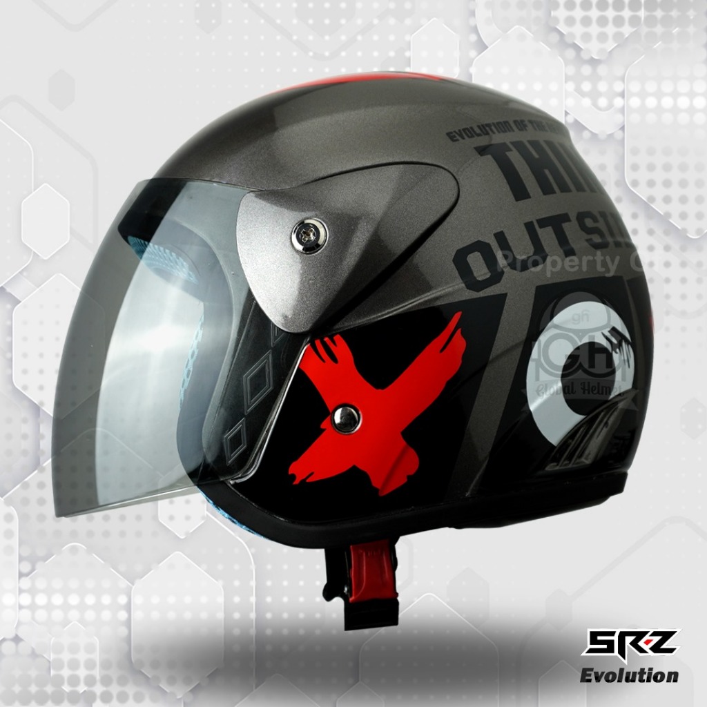 Jual HELM EVOLUTION OUTSIDE GUNMET HALF FACE MODEL GM EVO | Shopee ...