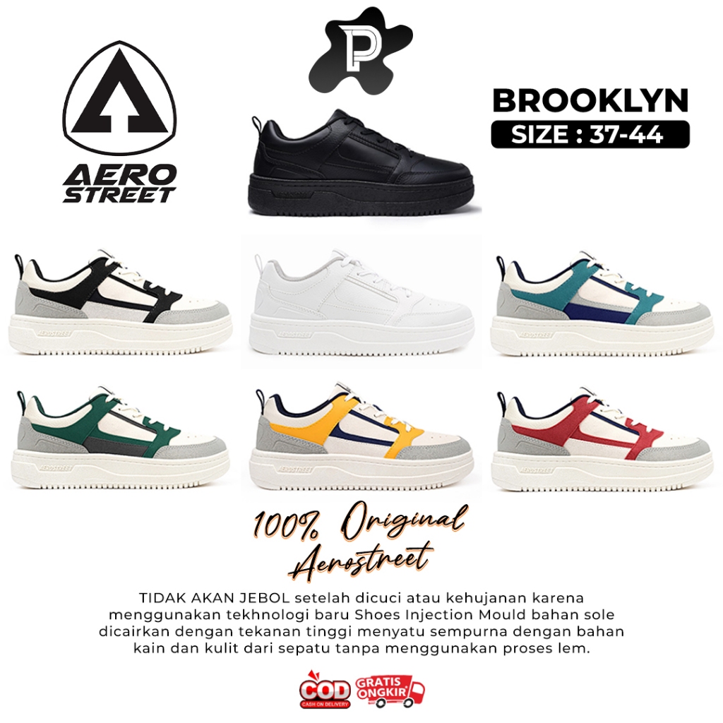 Jual Aerostreet 37-44 Brooklyn Hitam Hitam / Natural Hitam / Putih Abu ...
