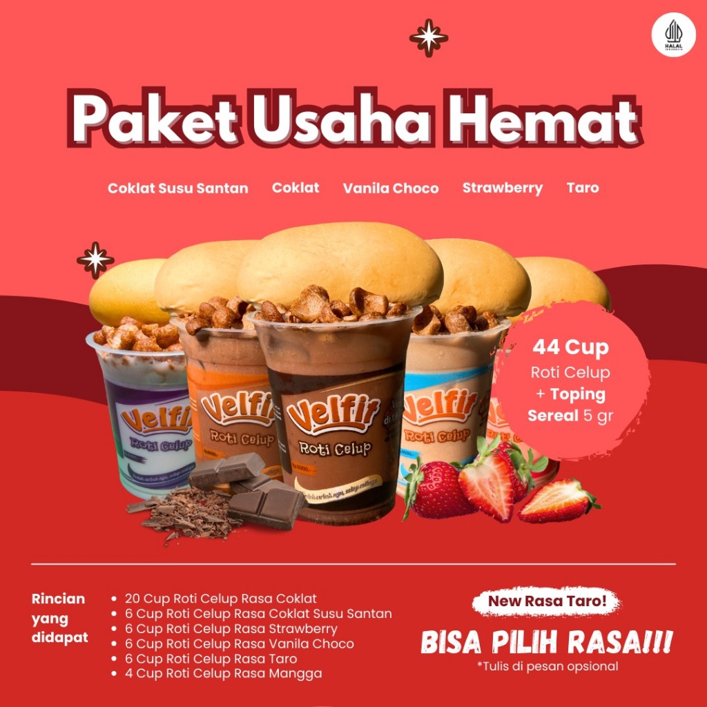 Jual PAKET USAHA HEMAT 44 PCS VELFIT ROTI CELUP MIX 5 RASA | Shopee ...