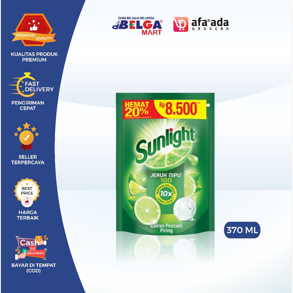 Jual SUNLIGHT Refill 370ml | kemasan 8500 | Jeruk Nipis (Lime) | Shopee Indonesia