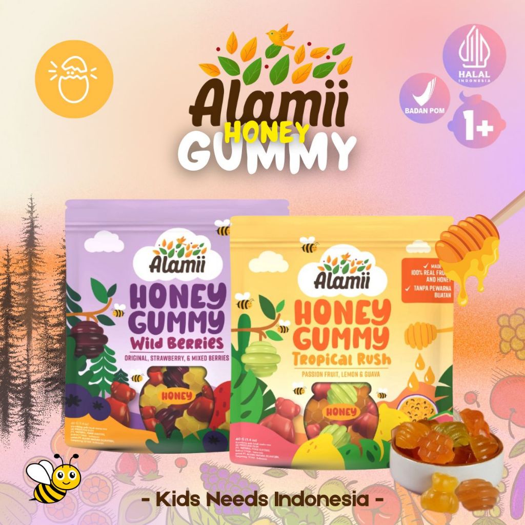 Jual ALAMII Honey Gummy Cemilan Permen Anak Rendah Gula 40Gr | Shopee ...