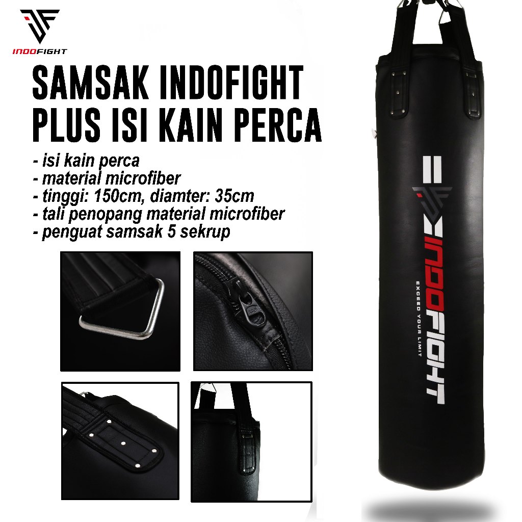 Jual Samsak Gantung 150 cm + isi Kain Perca Indofight Sansak Tinju Muay ...
