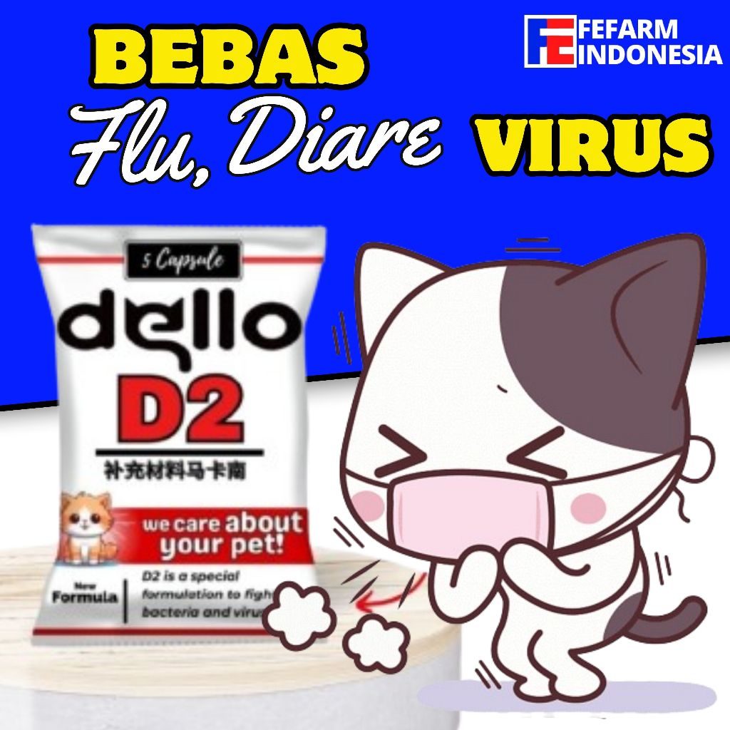 Jual Obat Virus Flu Kucing D2 Kapsul Bebas Flu Pilek Dan Virus Solusi ...