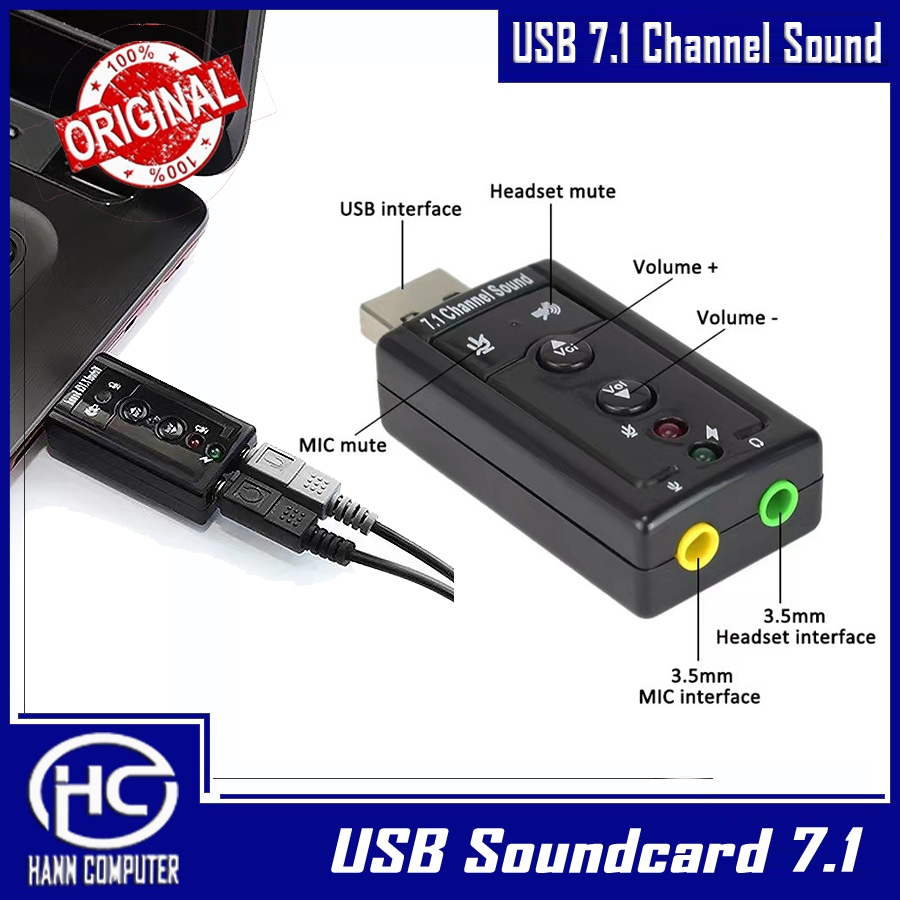 Jual USB Soundcard 7.1 Channel / Sound System for Laptop Komputer | Shopee Indonesia