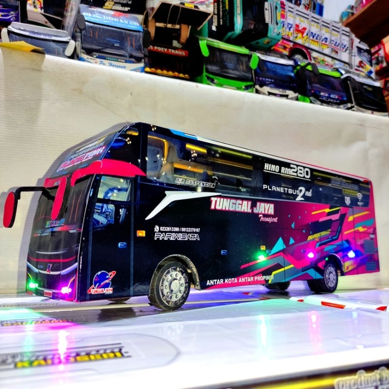 Jual Miniatur Bus Tunggal Jaya BLACK PINK Remot Lampu Full Basuri ...