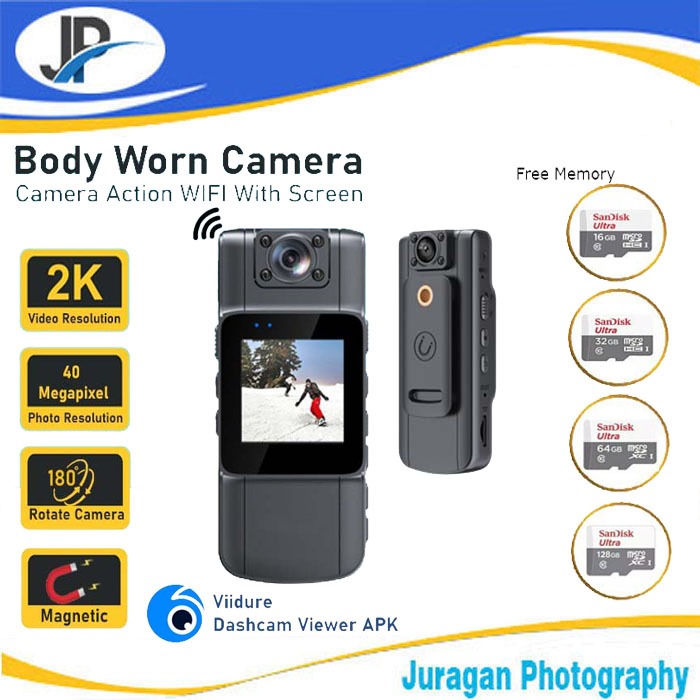 Jual Body action Camera WIFI With Screen HD 2K 40 Mp Magnetic Rotate ...