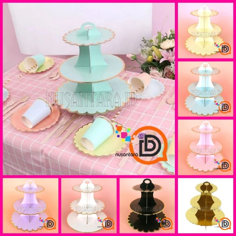 Jual STAND CAKE POLOS / Rak Kue Susun 3 Tingkat Tatakan kue / 3 Tier ...