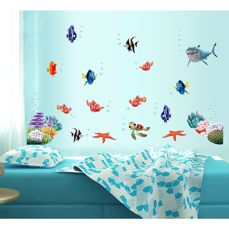 Jual Reliza Wall Sticker Nemo And Shark Ikan Dunia Laut Wallsticker ...