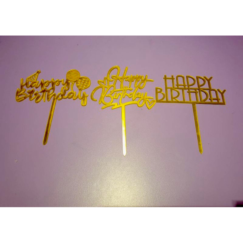 Jual Part 1: Topper kue akrilik happy birthday Tancapan kue HBD ...