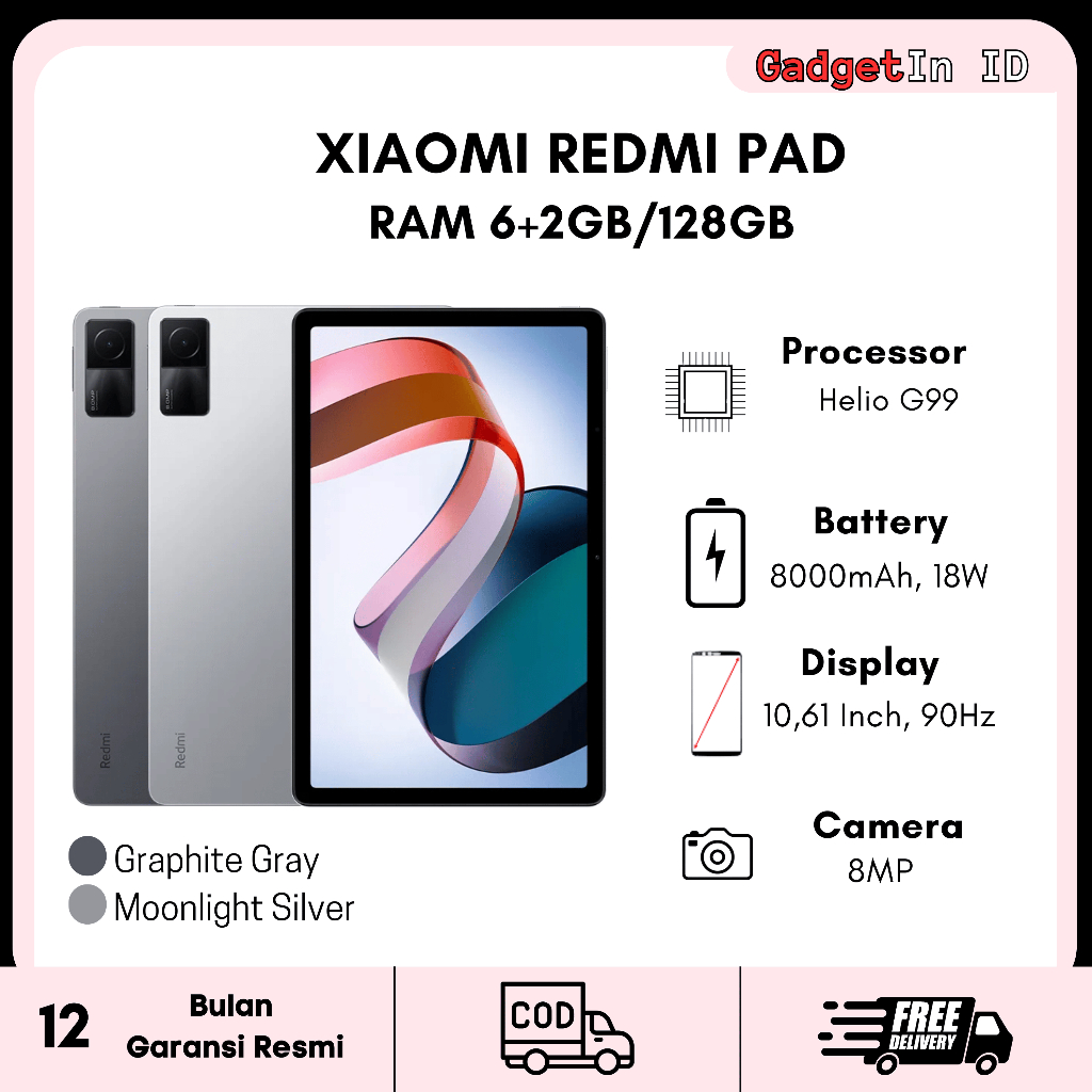 Jual XIAOMI REDMI PAD 6/128 GB BERGARANSI RESMI INDONESIA | Shopee ...