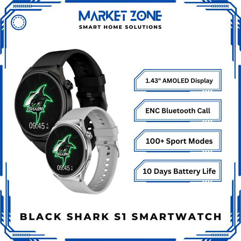 Jual Black Shark S1 Smartwatch 1.43 AMOLED Display 100 Sport Modes ENC ...