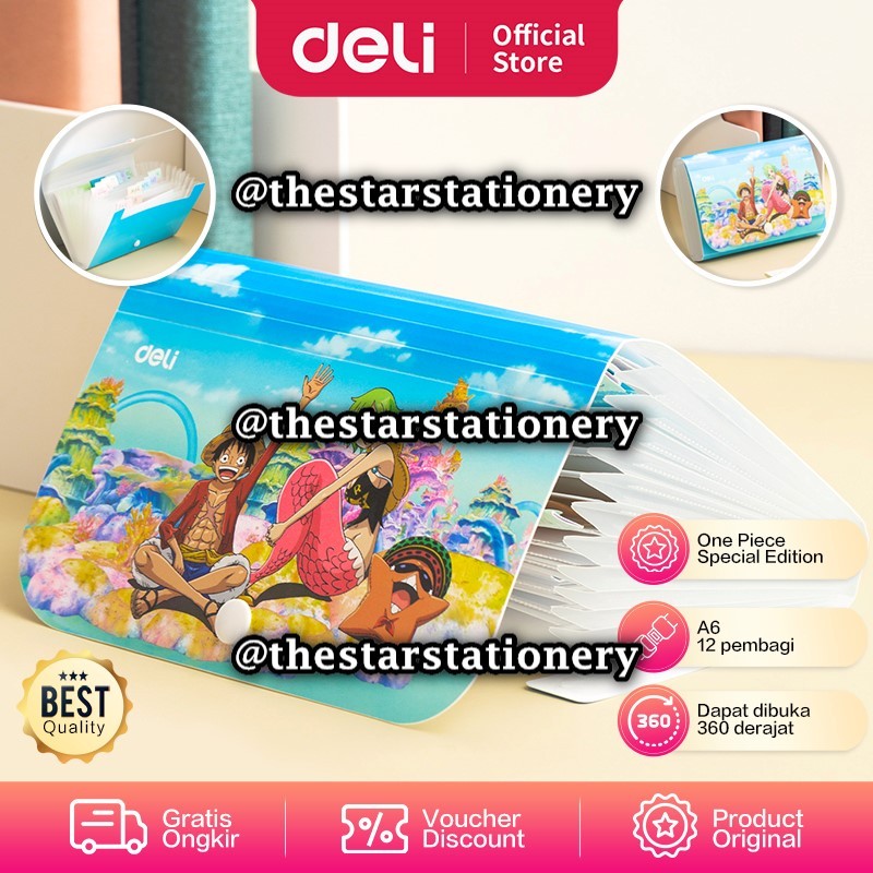 Jual (1 Biji) GROSIR Expanding File Deli EF622 A6 12 Pocket One Piece ...