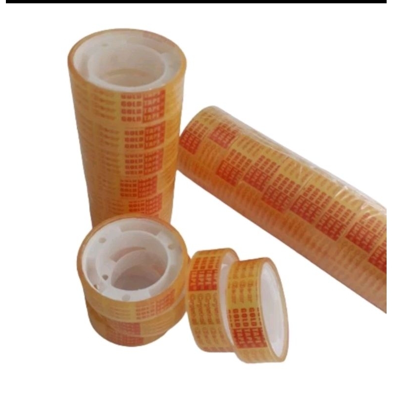 Jual Isolasi Gold Tape Bening. 1 Pak (12 PCS) | Shopee Indonesia