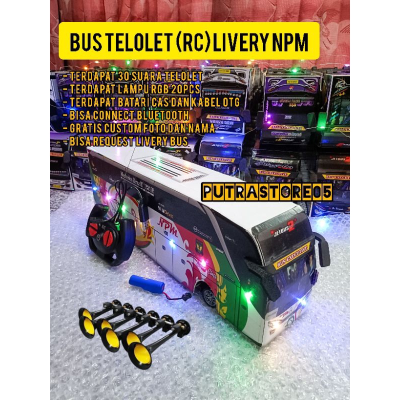 Jual Bus Telolet Remot Control Full Asesoris lampu RGB Livery NPM Sultan Class | Shopee Indonesia
