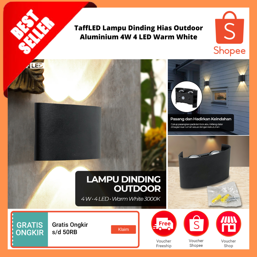Jual Lampu Dinding Hias Outdoor Aluminium 4W 4 LED Warm White / Lampu ...