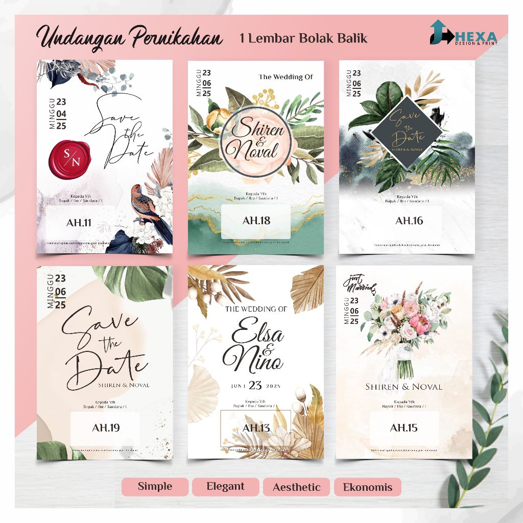 Jual UNDANGAN PERNIKAHAN MURAH EKONOMIS 1 LEMBAR BOLAK BALIK SIMPLE ...