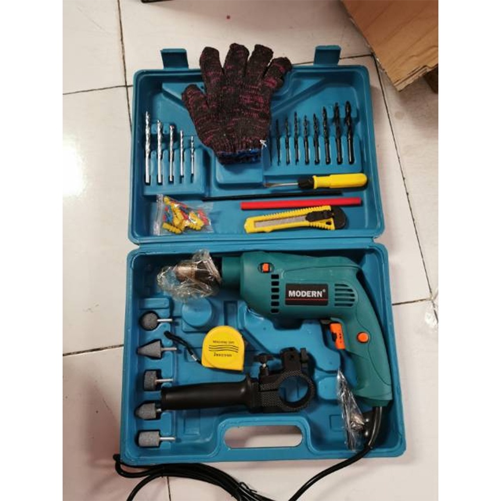 Jual MODERN Bor 13mm Set M2130 Impact Drill Bor Tembok Beton Besi ...