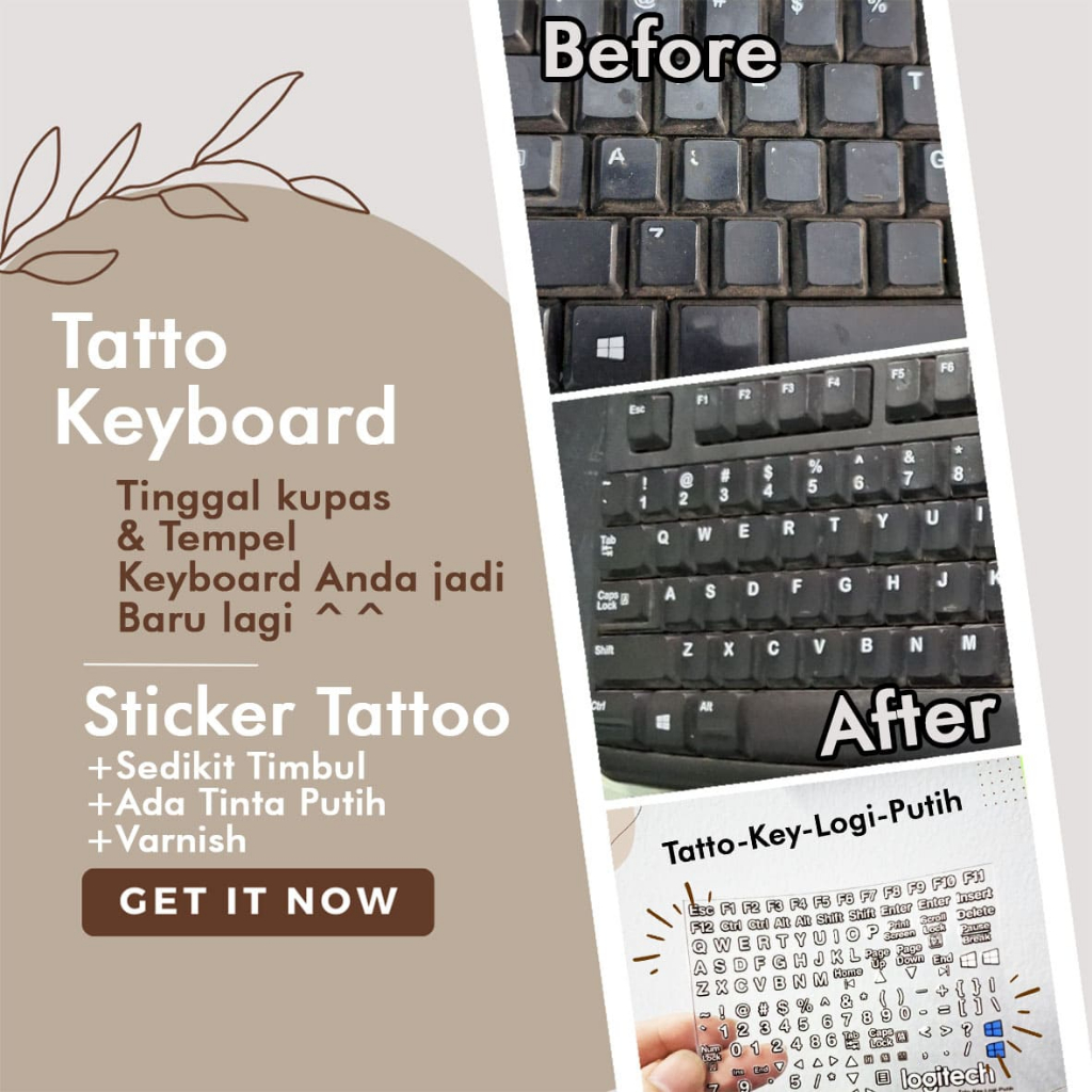 Jual Sticker UV Stiker Tato Tattoo Tombol Keyboard Logitec Logitec ...