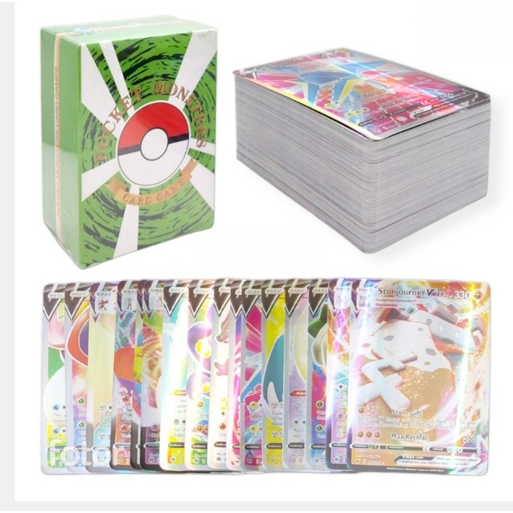 Jual 100Pcs Kartu Pokemon Special Semua Hologram Kartu Pokemon TCG Vmax Hologram English Version ...