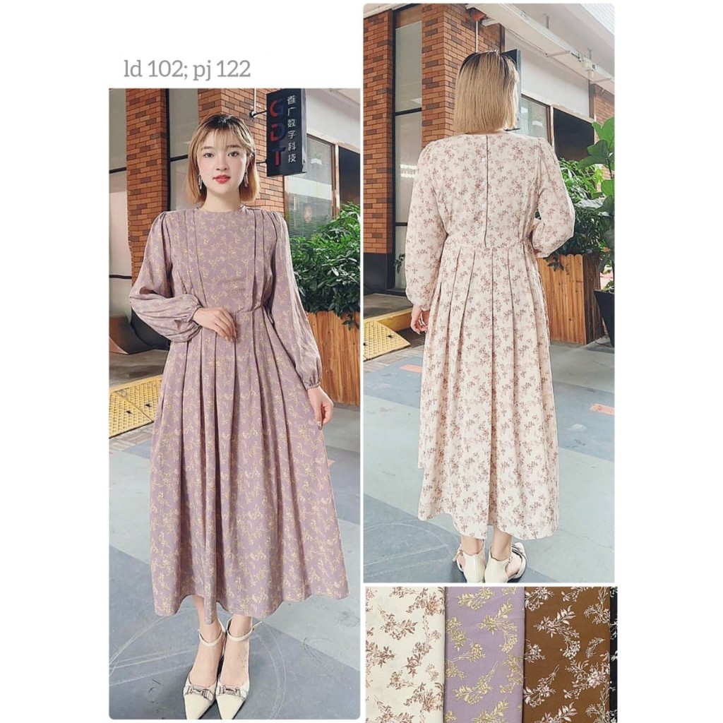 Jual PANSY DRESS LONG TUNIK IMPORT MOTIF FLORAL | Shopee Indonesia