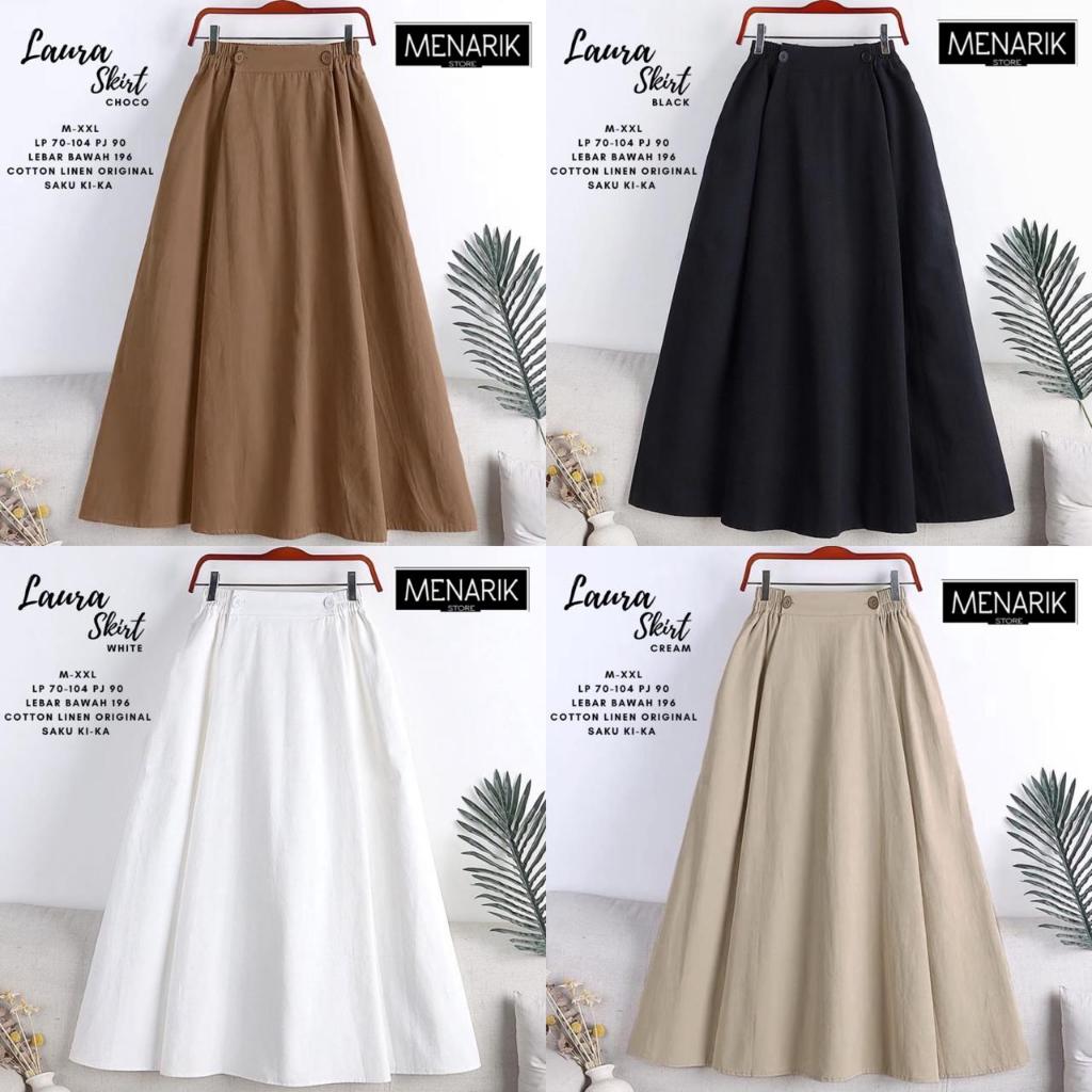 Jual ROK PANJANG BAWAH MAYUNG LAURA SKIRT BAHAN LINEN PINGGANG KARET ...