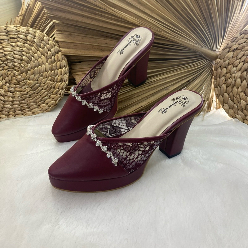 Jual Sepatu Pesta Cantik Alexna burgundy 9cm | Shopee Indonesia
