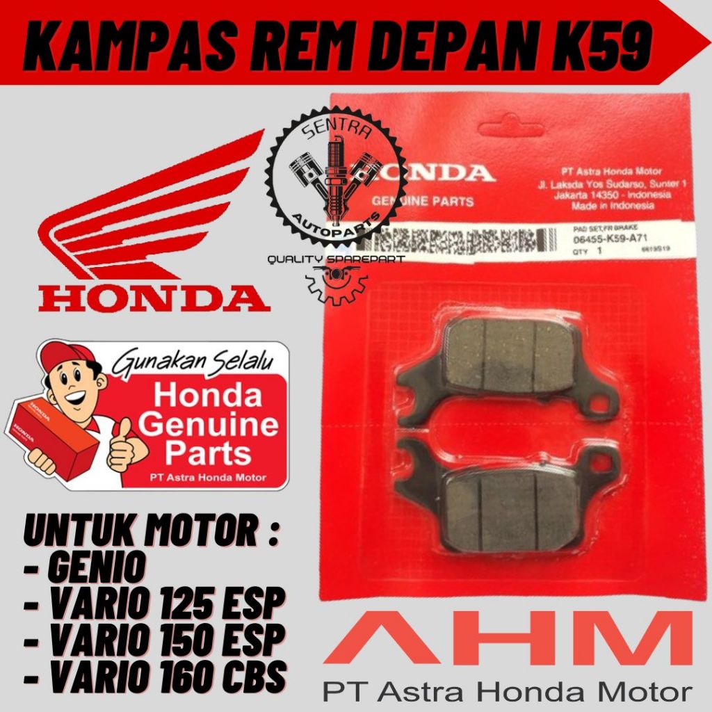 Jual ORIGINAL AHM Kampas Rem Depan Honda Beat Deluxe Beat Street Vario ...
