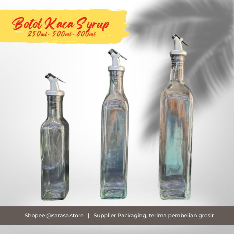 Jual Toples Botol Kaca Sirup Syrup Oil Minyak Tuang 250 250ml 500 ml 500ml 800ml 800 Glass ...