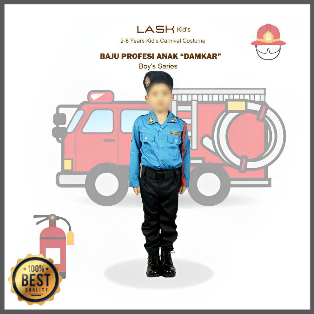 Jual Unik LASK - Baju DAMKAR BIRU Anak Laki - Laki Pemadam Kebakaran ...