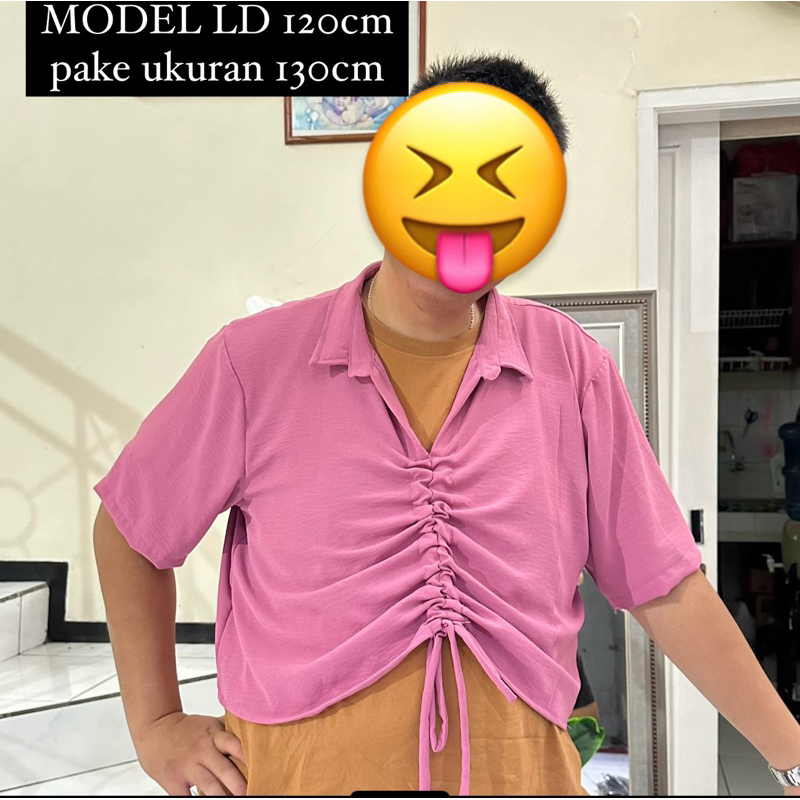 Jual KEMEJA CRINCLE CROP SERUT BIGSIZE LD 110cm | LD 140cm | Shopee ...