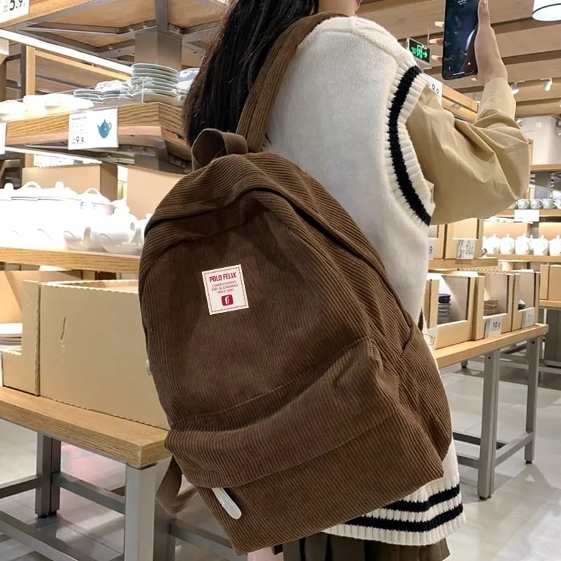 Jual Tas Ransel Corduroy Asli Cewe Cowo Polo Felix | Shopee Indonesia