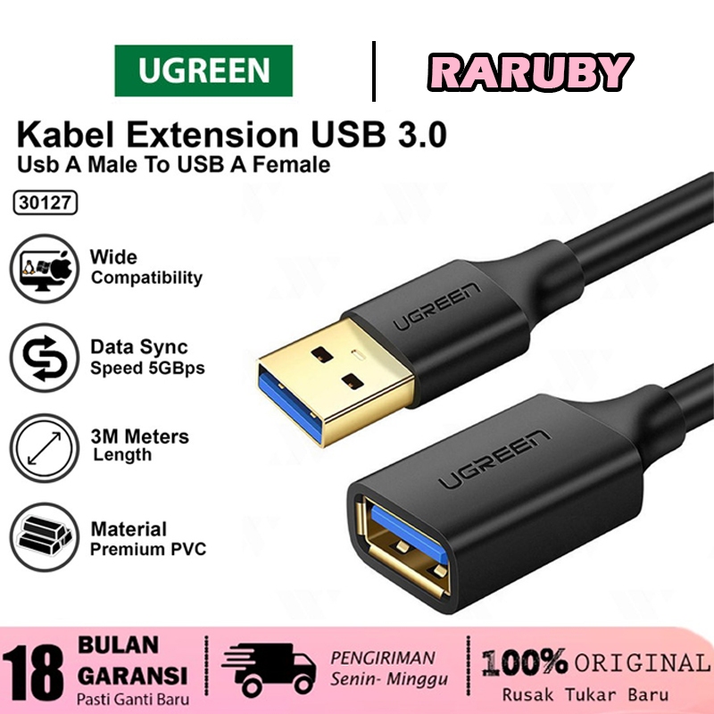 Jual UGREEN Extension Cable USB 3.0 5Gb/s Male To Female Kabel Data ...