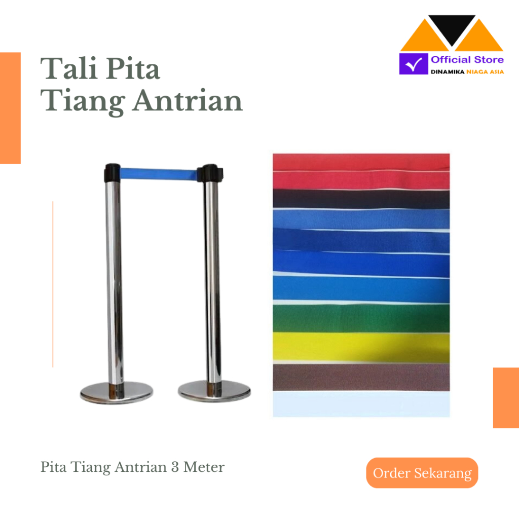 Jual Tali Pita Pembatas Antrian Pita Tiang Antrian 3 Meter untuk ...