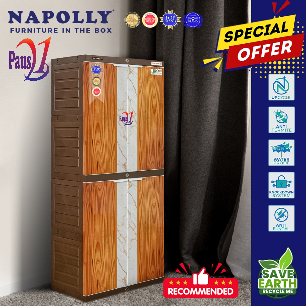 Jual iCAB-204 Teak Wood | Lemari Mini Cabinet Napolly 4 Susun + Kunci ...