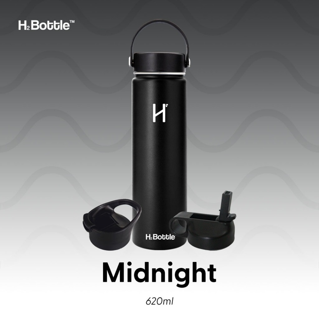 Jual H2 Bottle Vacuum Insulated Water Bottle 620 ml - Midnight Black ...