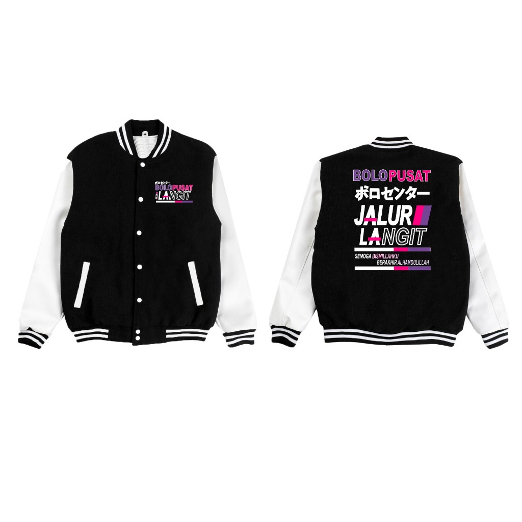 Jual Sweater Varsity Hitam Putih Bolo Pusat Jalur langit logo dan ...