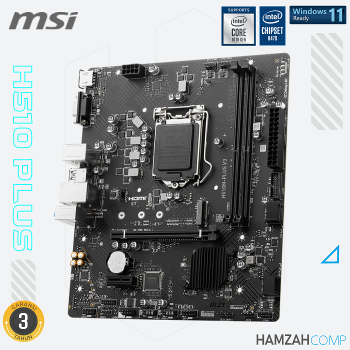Jual Motherboard MSI H510M Plus V3 Socket 1200 Support 10th Gen | Shopee Indonesia