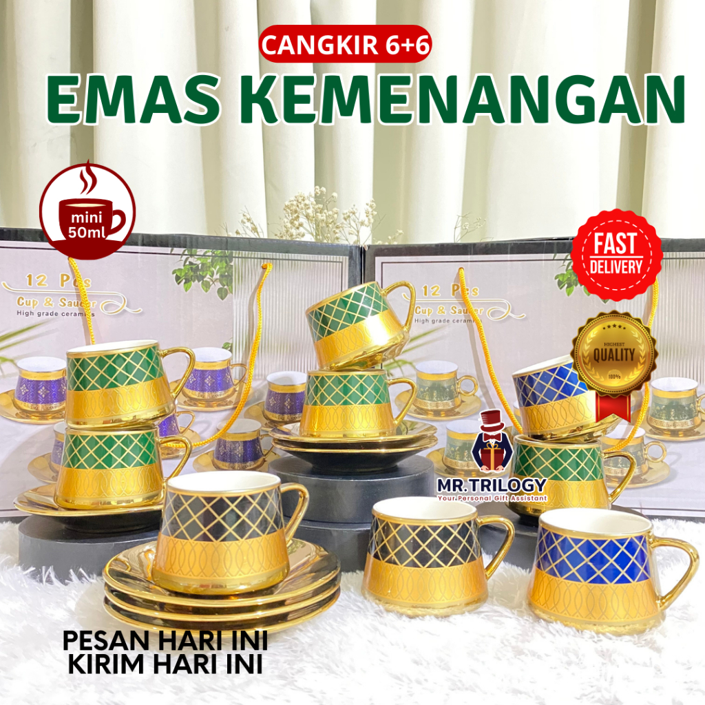 Jual Souvenir Wedding Cangkir Set Keramik KEMENANGAN Hampers Teko Pot ...