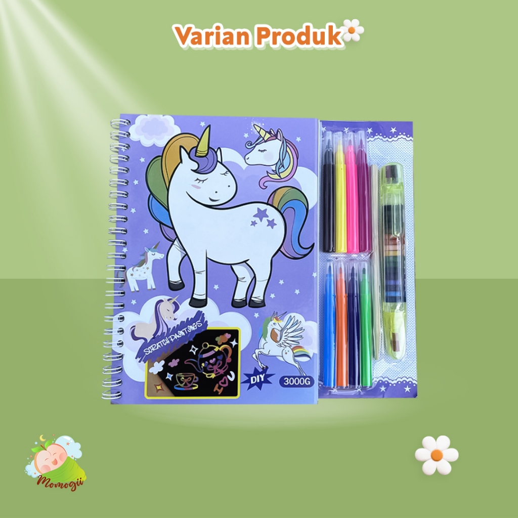 Jual MOMOGII Buku DIY Mewarnai Magic Scratch Painting Buku Mewarnai ...