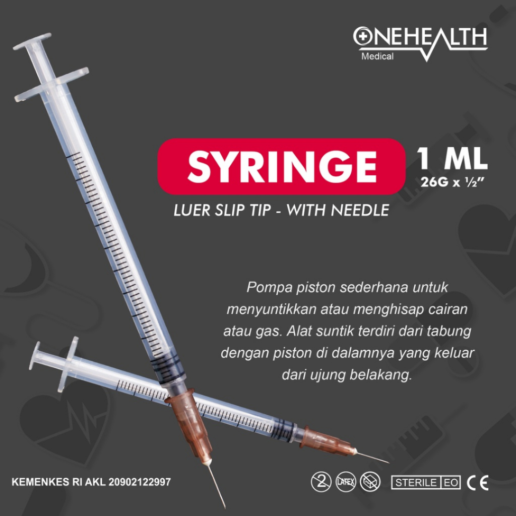 Jual Syringe 1cc / Spuit 1cc Onehealth / Jarum Suntik 1ml Per Pcs ...
