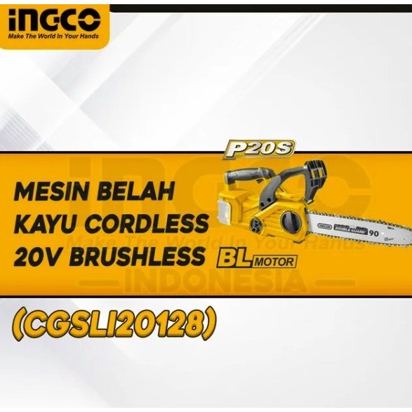 Jual Mesin Gergaji Chainsaw Cordless 20V Brushless 12" INGCO CGSLI20128 ...