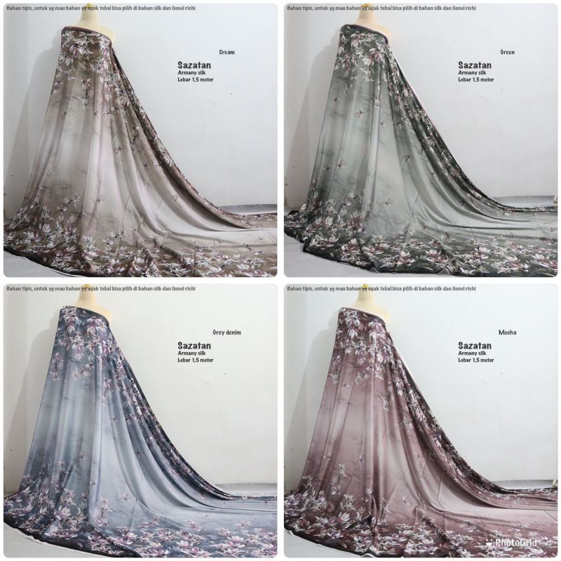 Jual Kain meteran // kain armany silk // motif sazatan // kain gamis ...