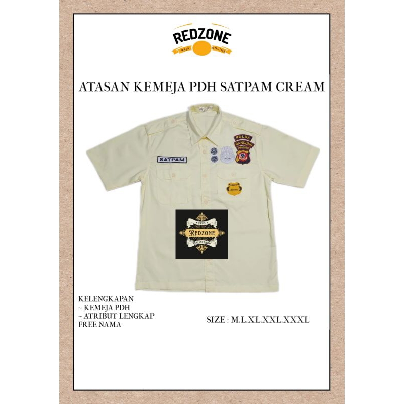 Jual KEMEJA PDH COKLAT SATPAM / KEMEJA PDH CREAM SATPAM / seragam pdh ...