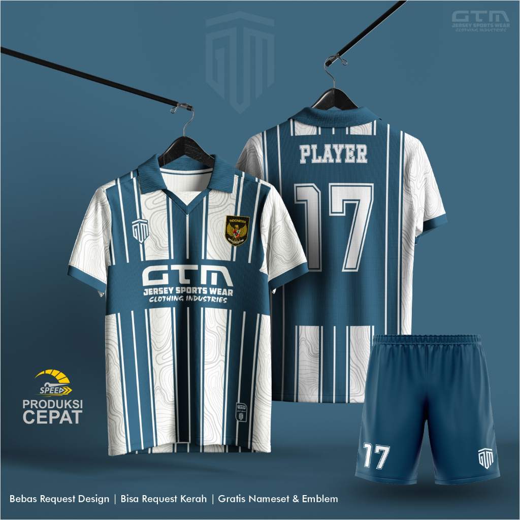 Jual JERSEY BOLA FUTSAL GREEN SEA KERAH RETRO ~ FREE CUSTOM DESIGN ...
